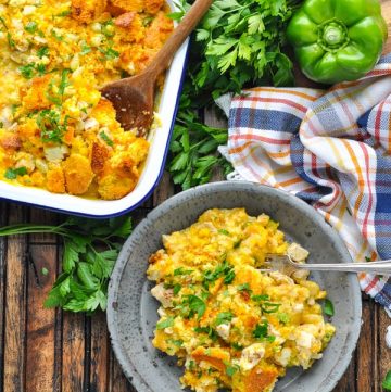 Farmhouse Chicken Cornbread Casserole - The Seasoned Mom