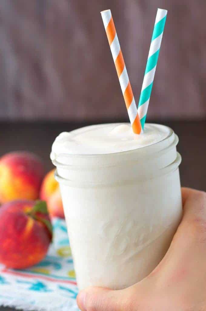 Peaches and Cream Protein Smoothie - The Seasoned Mom