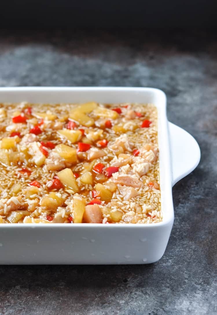 Dump-and-Bake Aloha Chicken and Rice - The Seasoned Mom