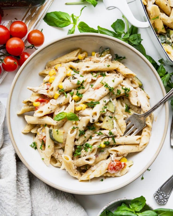 Summer Pasta (Dump-and-Bake!) - The Seasoned Mom