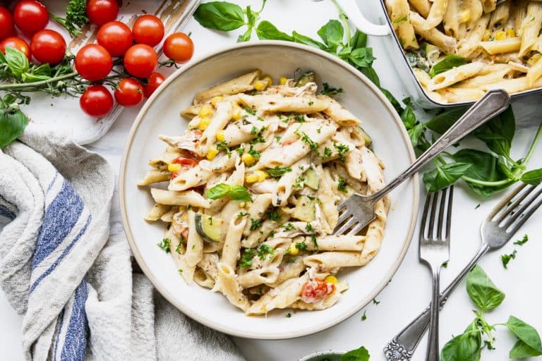 Summer Pasta (Dump-and-Bake!) - The Seasoned Mom