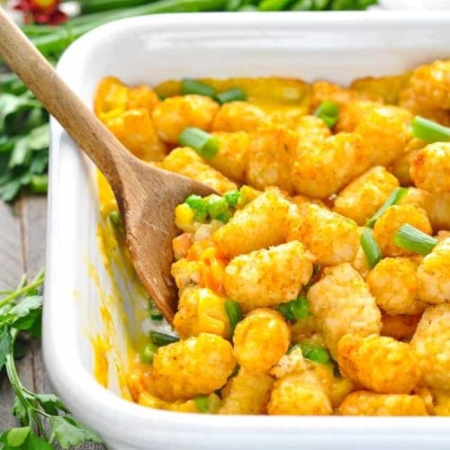 Tater Tots Casserole With Chicken Nuggets - The Seasoned Mom