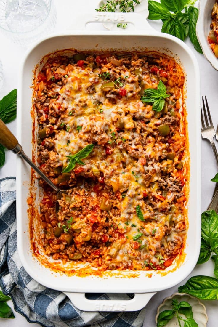 Easy Stuffed Bell Pepper Casserole (Dump-and-Bake)