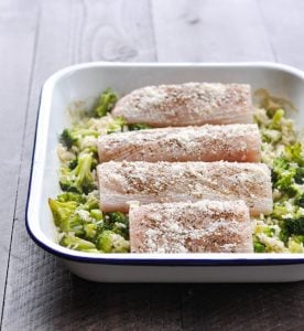 Dump-and-Bake Italian Fish Recipe with Broccoli and Rice - The Seasoned Mom