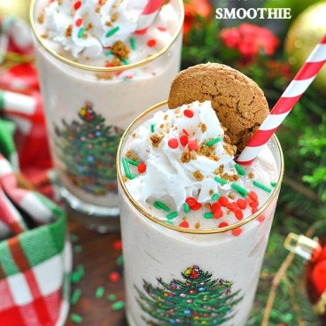 Frosted Gingerbread Cookie Protein Smoothie Recipe - The Seasoned Mom