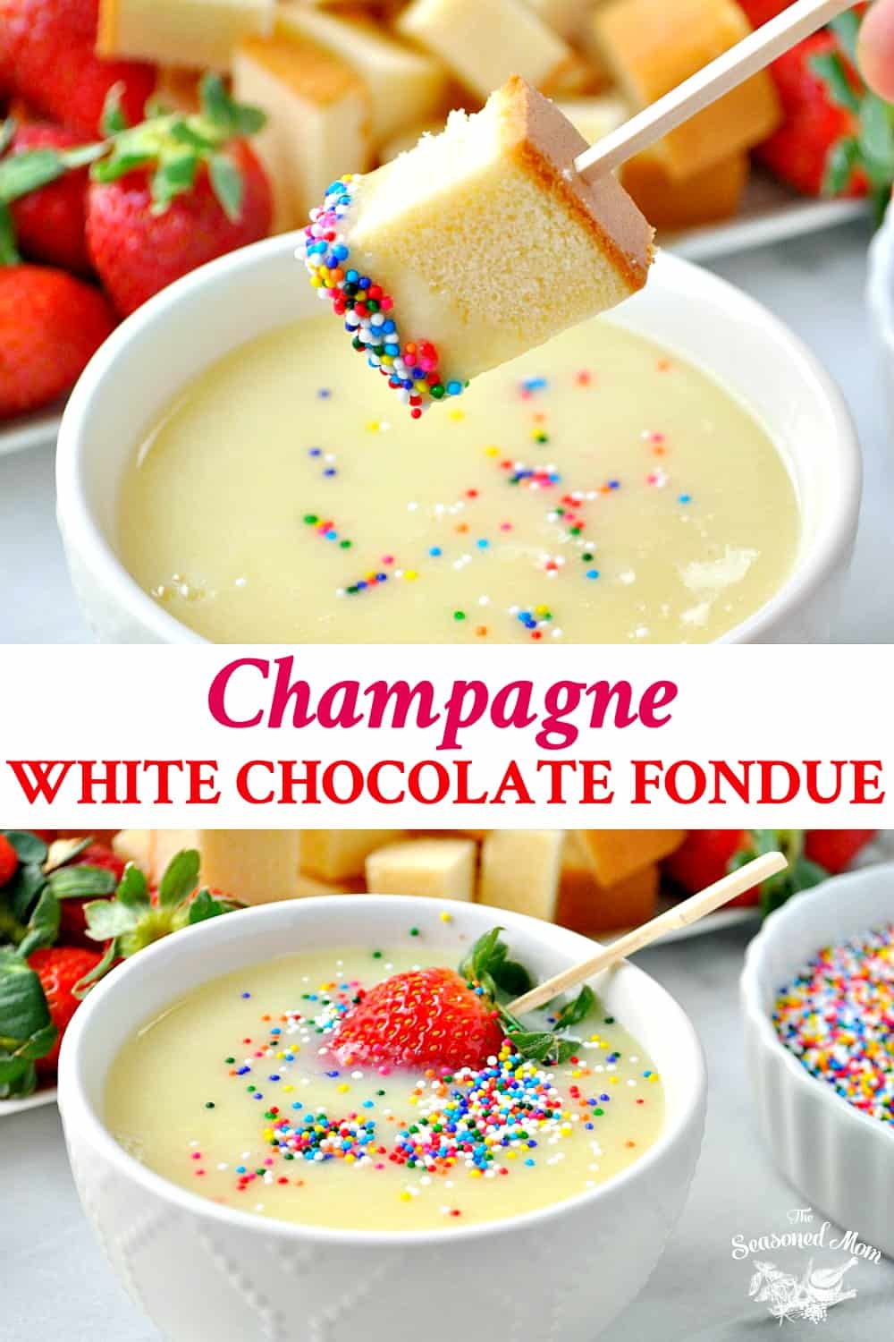 Champagne White Chocolate Fondue Recipe - The Seasoned Mom