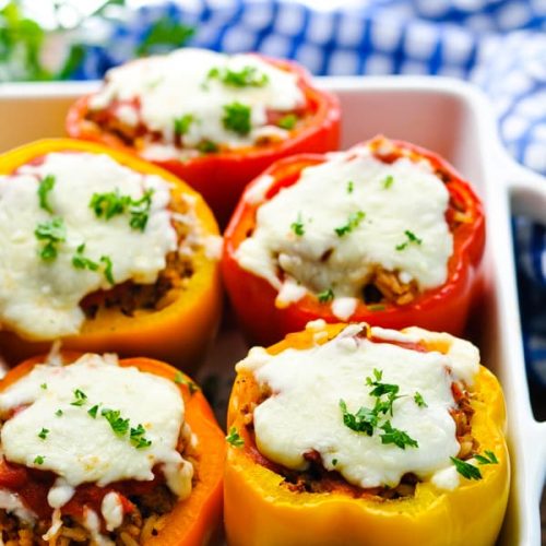 Stuffed Peppers with Rice - The Seasoned Mom