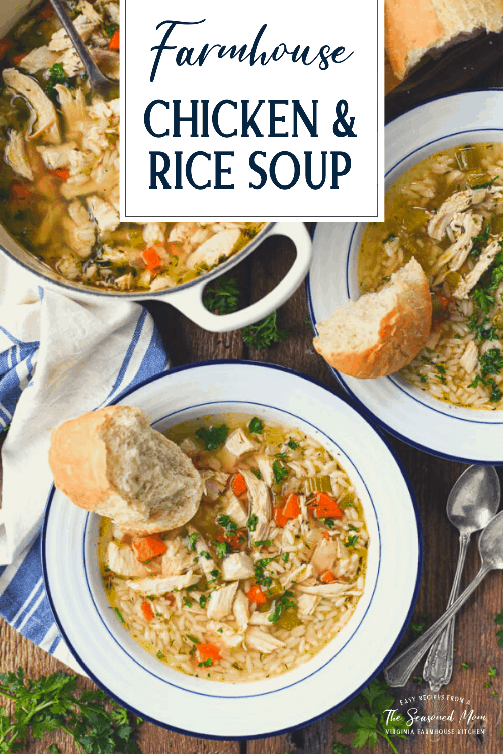Farmhouse Chicken and Rice Soup - The Seasoned Mom