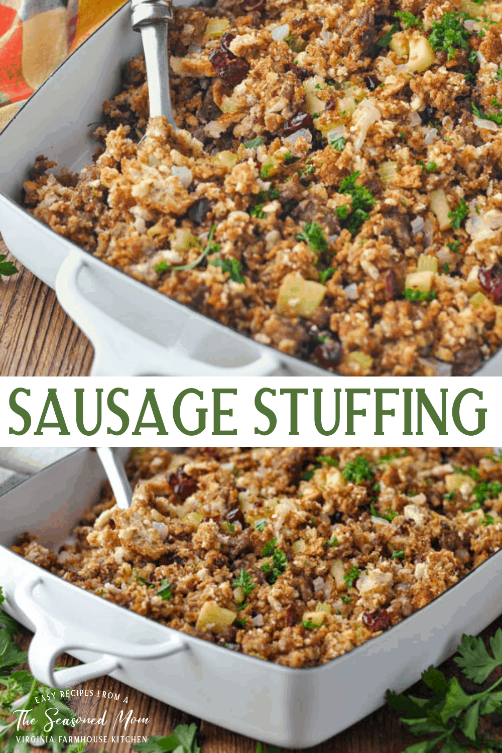 Sausage Stuffing with Apples - The Seasoned Mom