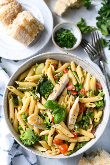 Chicken Primavera with Parmesan Sauce - The Seasoned Mom