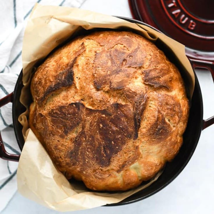 Dutch Oven Bread {No Knead!} - The Seasoned Mom