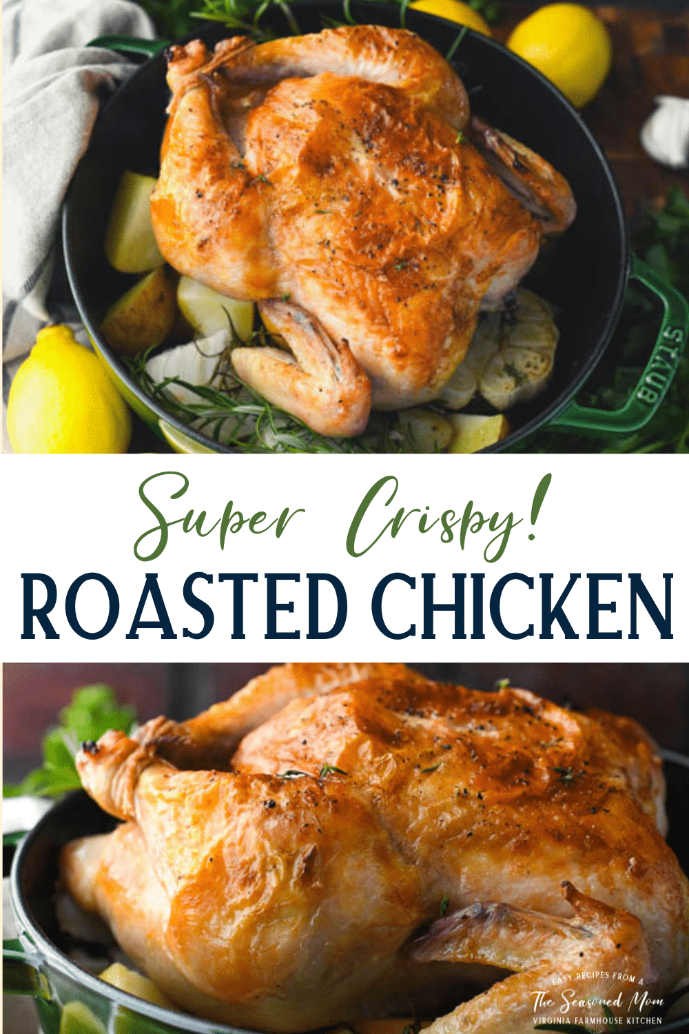 Whole Roasted Chicken {Super Crispy Skin!} - The Seasoned Mom