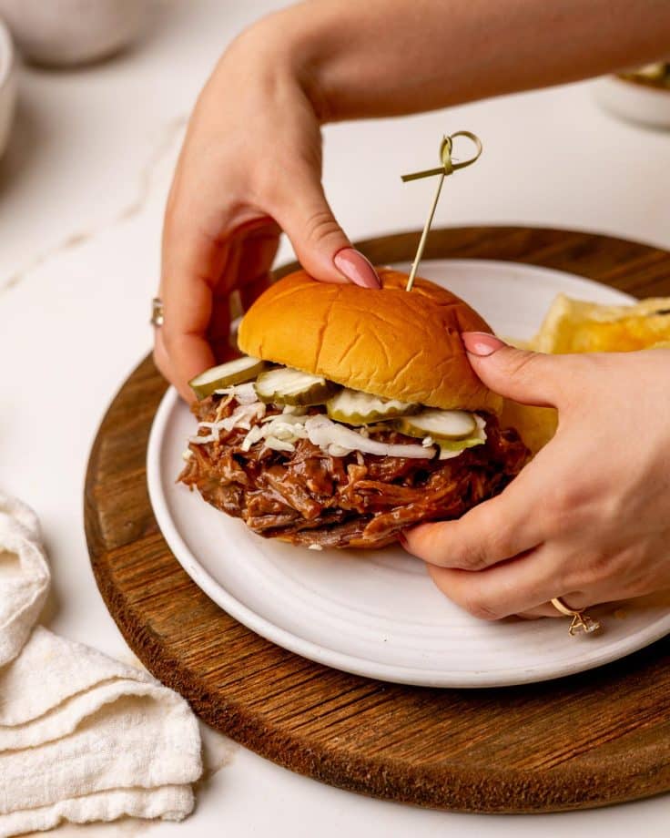 BBQ Beef in a Dutch Oven (Easy Shredded Sandwich Meat)
