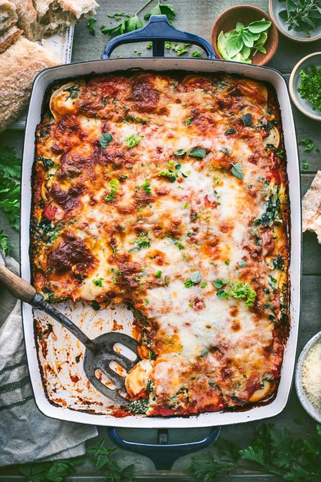 Ravioli Lasagna with Ricotta and Spinach - The Seasoned Mom