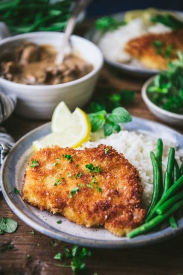 Pork Schnitzel & Mushroom Gravy (Jägerschnitzel) - The Seasoned Mom
