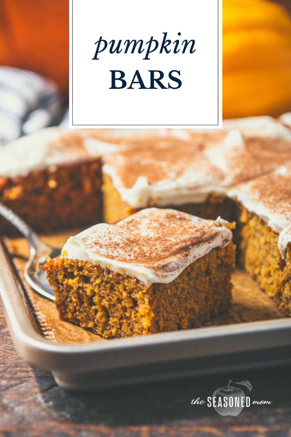Pumpkin Bars with Cream Cheese Frosting - The Seasoned Mom