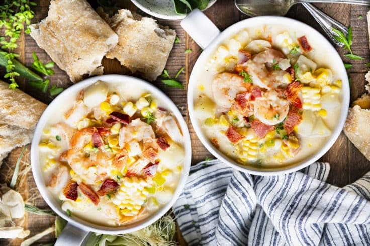 Creamy Shrimp Soup with Corn and Bacon - The Seasoned Mom