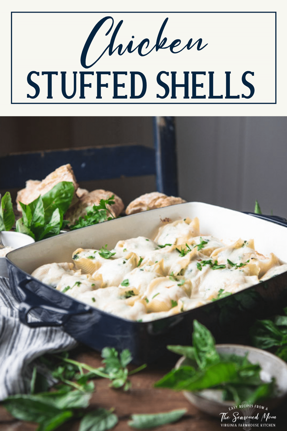 Chicken Stuffed Shells with Spinach and Alfredo - The Seasoned Mom
