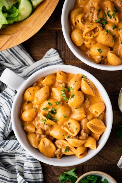 Creamy Beef and Shells {One Pot!} - The Seasoned Mom