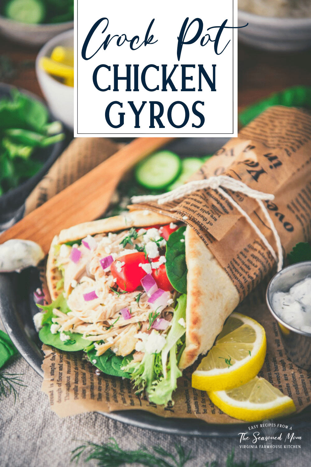 Crock Pot Chicken Gyros - The Seasoned Mom