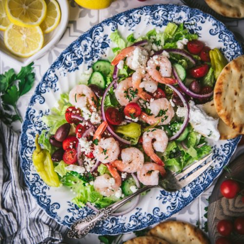 Greek Salad with Shrimp - The Seasoned Mom