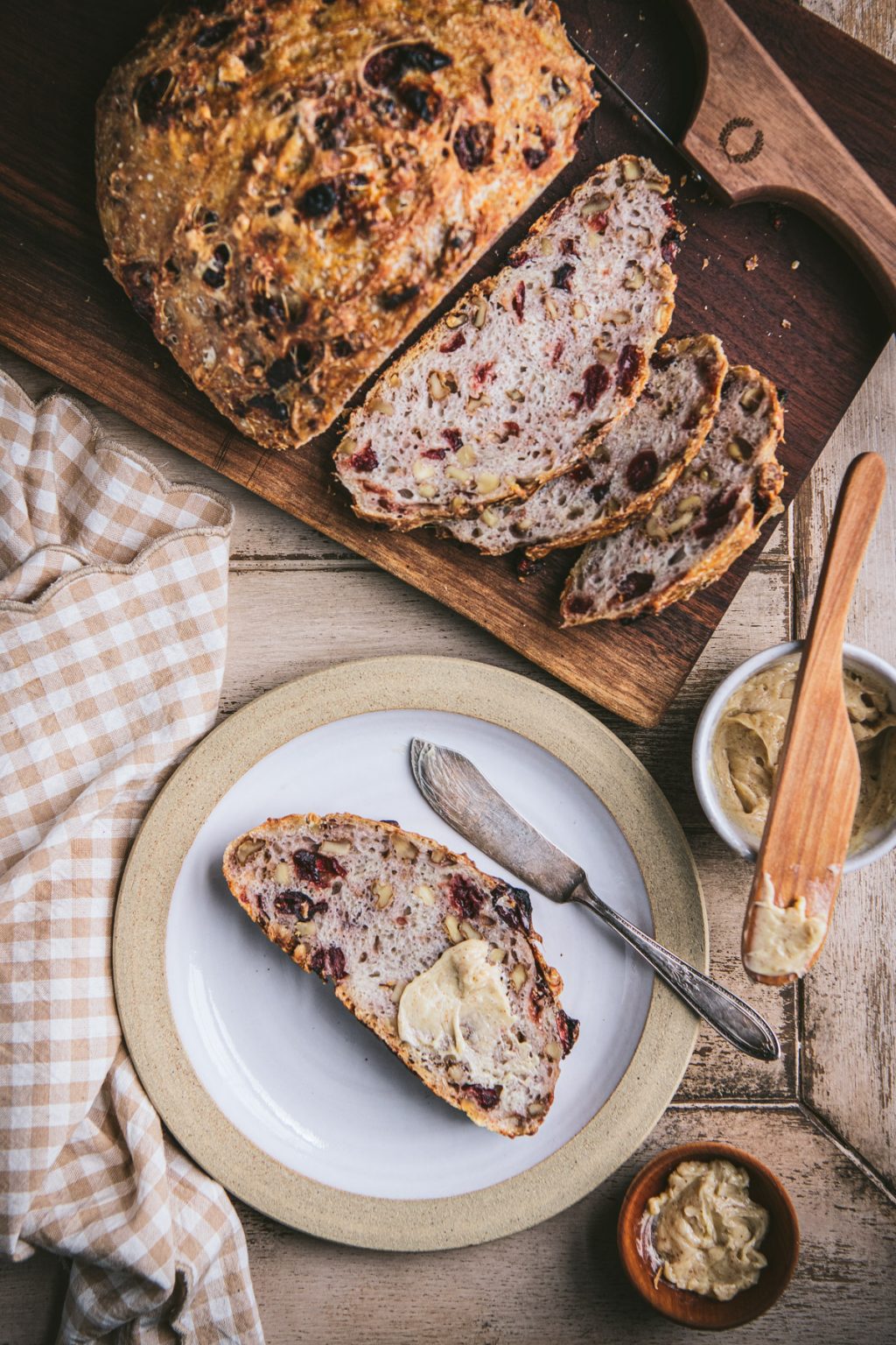 Cranberry Walnut No Knead Bread - The Seasoned Mom