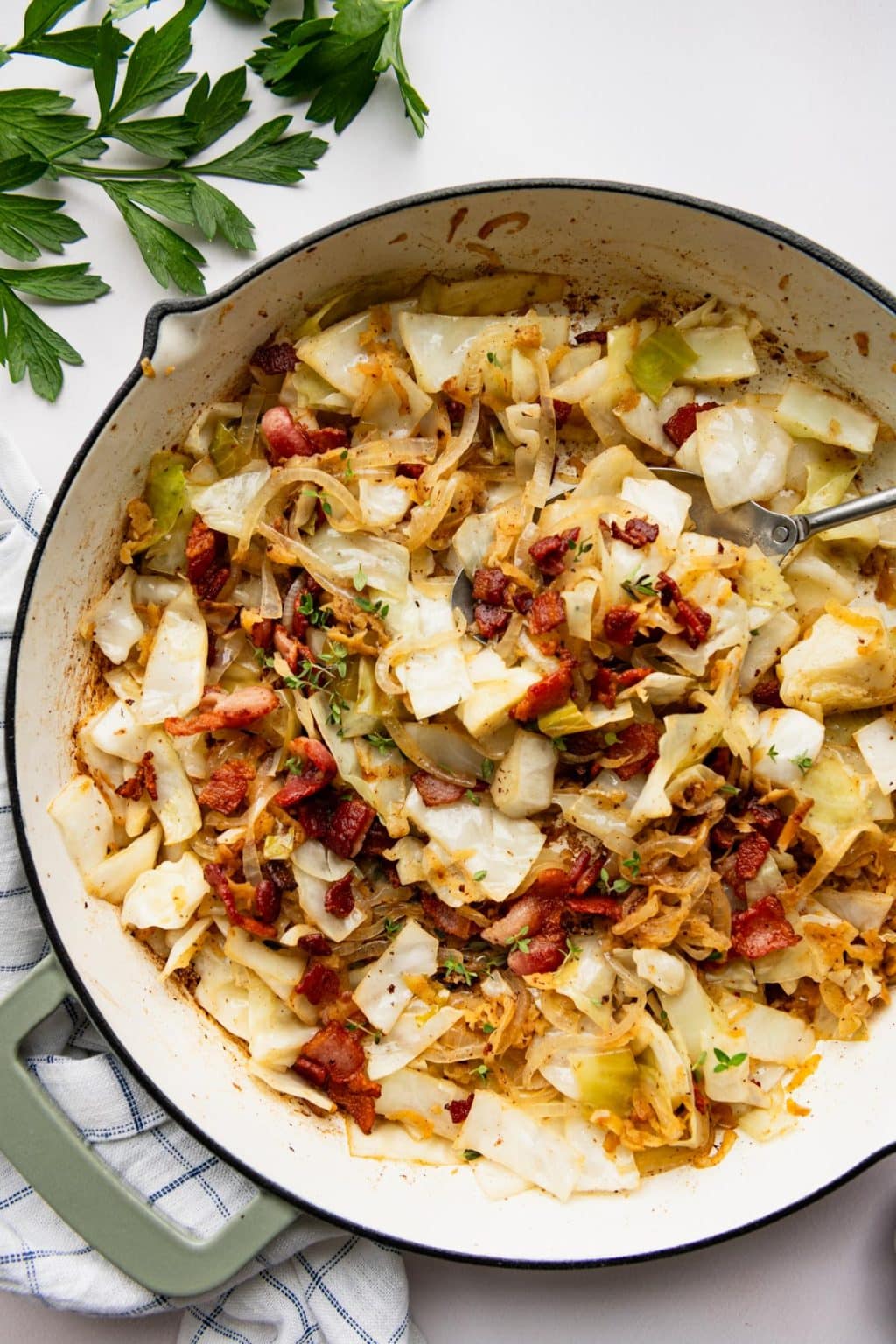 Southern Fried Cabbage with Bacon and Apples - The Seasoned Mom