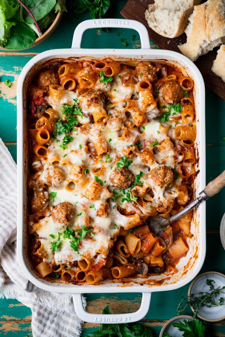 Dump-and-Bake Veggie Meatball Casserole - The Seasoned Mom