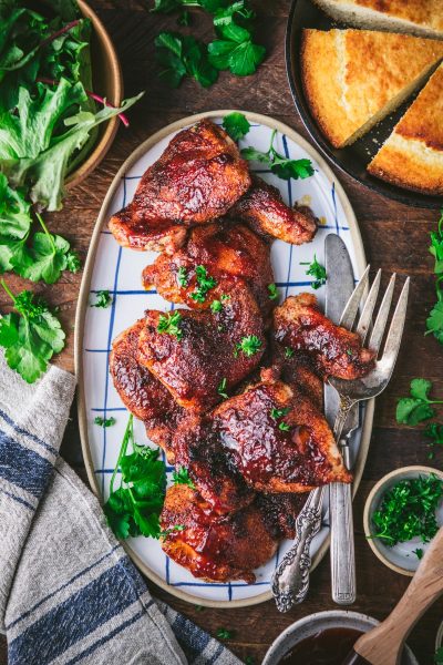 Baked BBQ Chicken Thighs - The Seasoned Mom