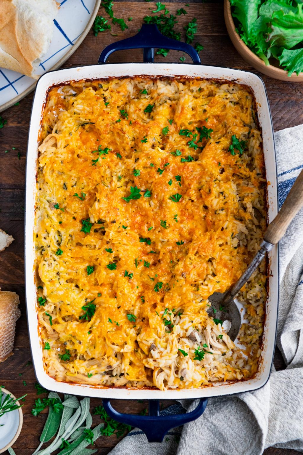 Dump-and-Bake Cheesy Chicken and Rice - The Seasoned Mom