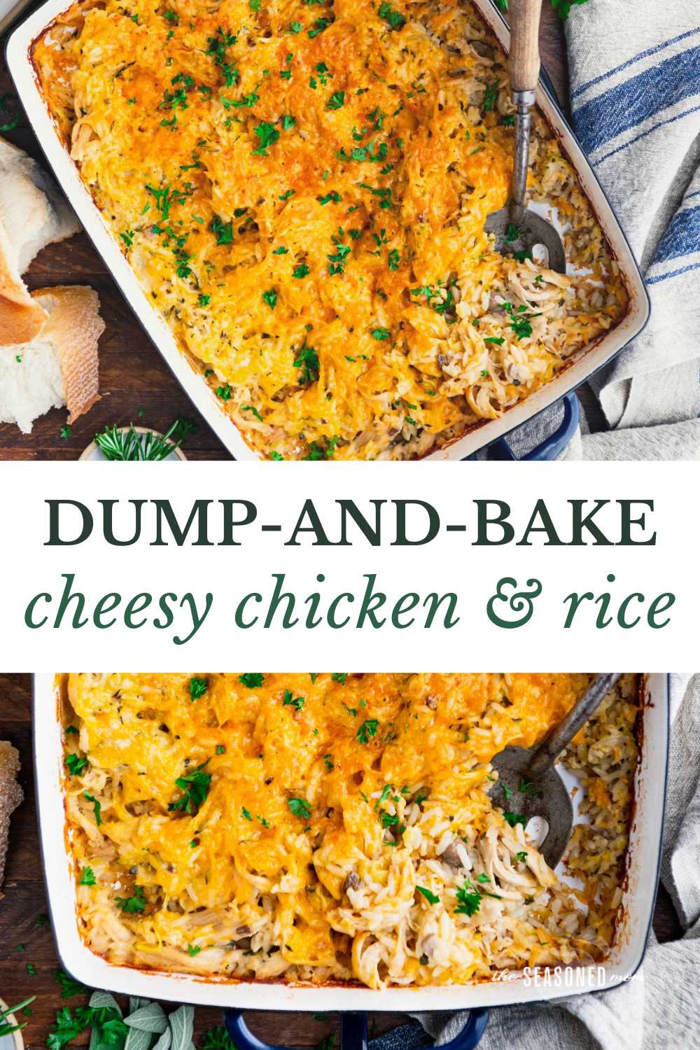 Dump-and-Bake Cheesy Chicken and Rice - The Seasoned Mom