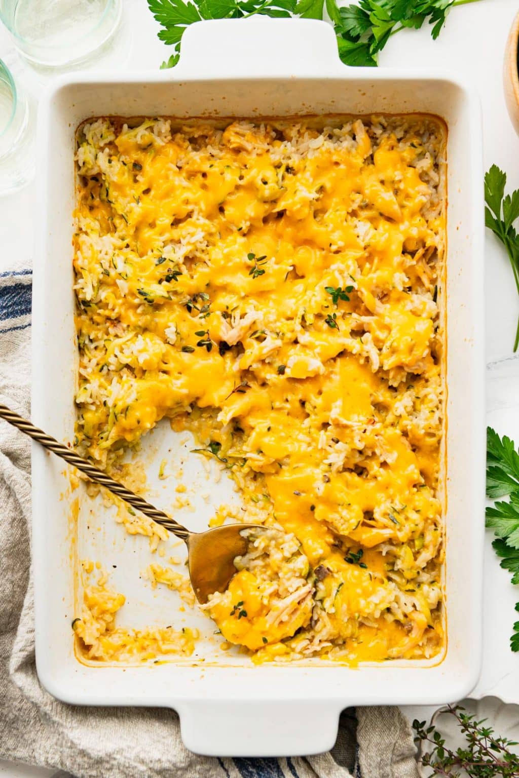Dump-and-Bake Cheesy Chicken and Rice Casserole - The Seasoned Mom