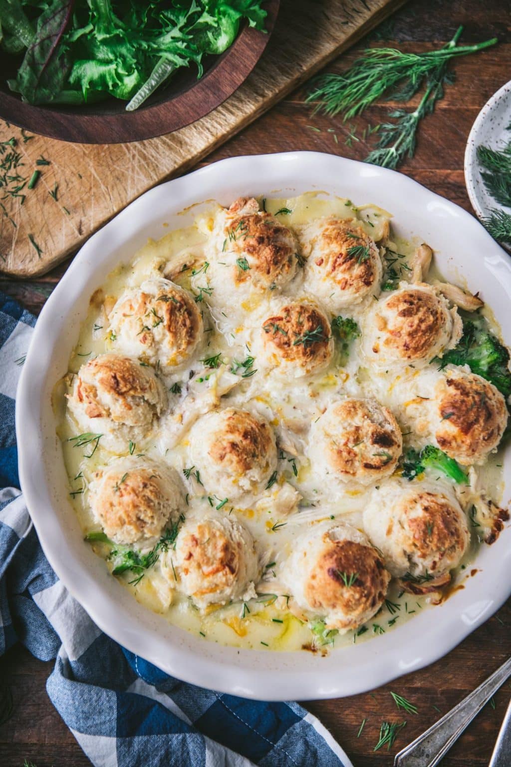 Chicken and Broccoli Pot Pie with Biscuits - The Seasoned Mom