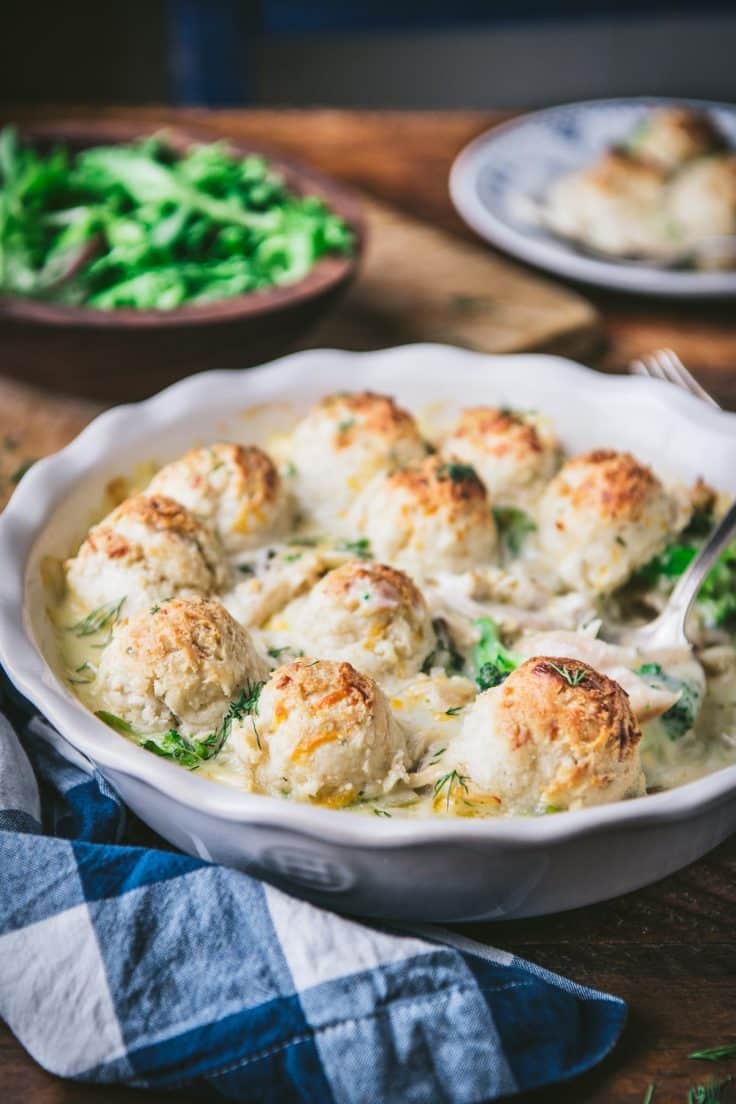 Chicken and Broccoli Pot Pie with Biscuits - The Seasoned Mom