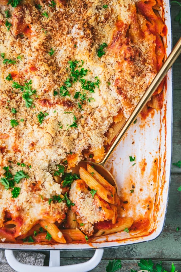 Dump-and-Bake Chicken Parm Casserole - The Seasoned Mom