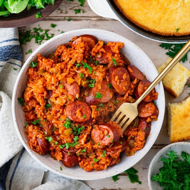 One Pan Smoked Sausage and Rice - The Seasoned Mom
