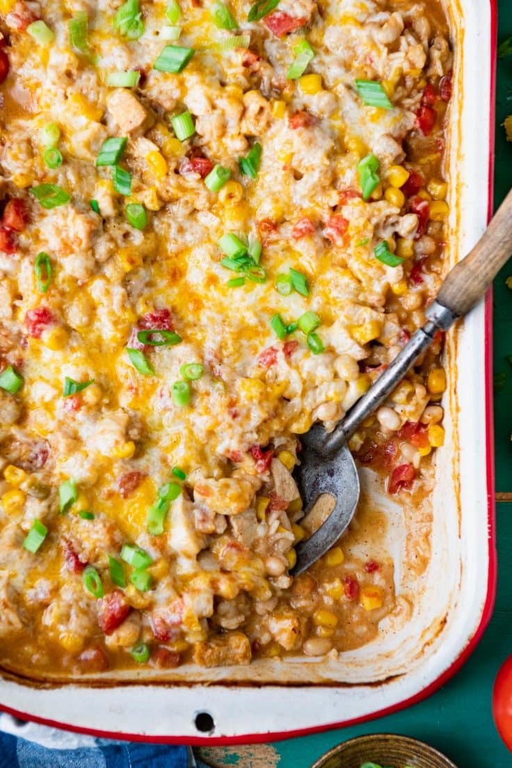 Dump-and-Bake Chicken Chili Casserole - The Seasoned Mom