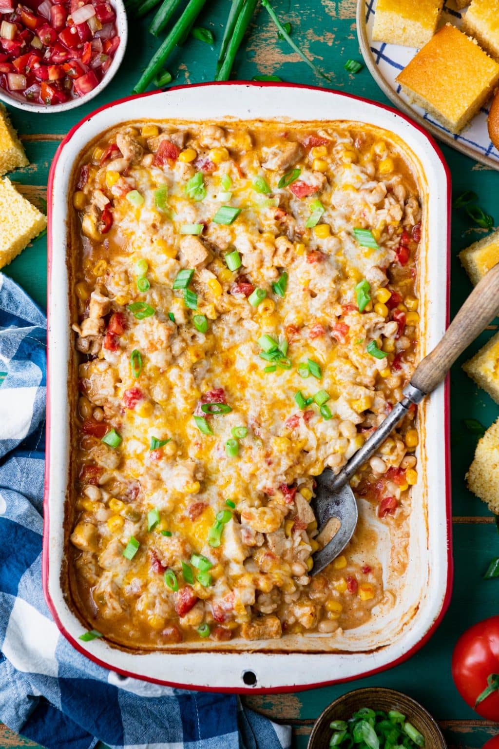 Dump-and-Bake Chicken Chili Casserole - The Seasoned Mom