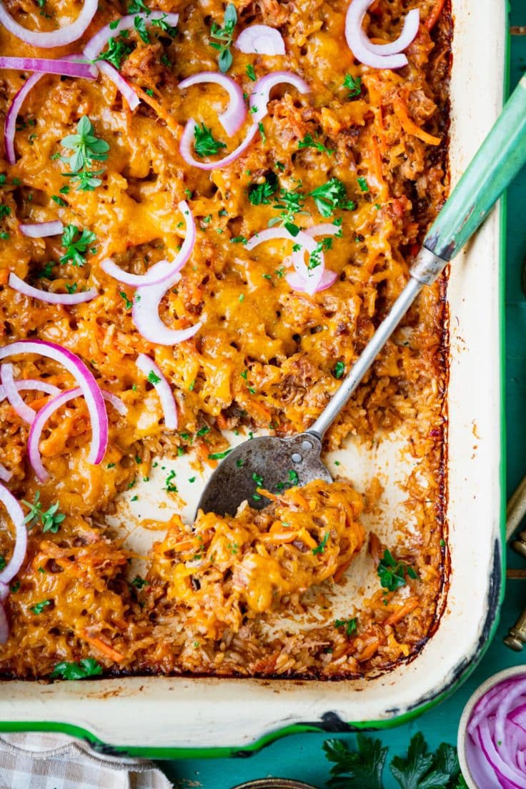 Dump-and-Bake BBQ Pulled Pork Casserole - The Seasoned Mom