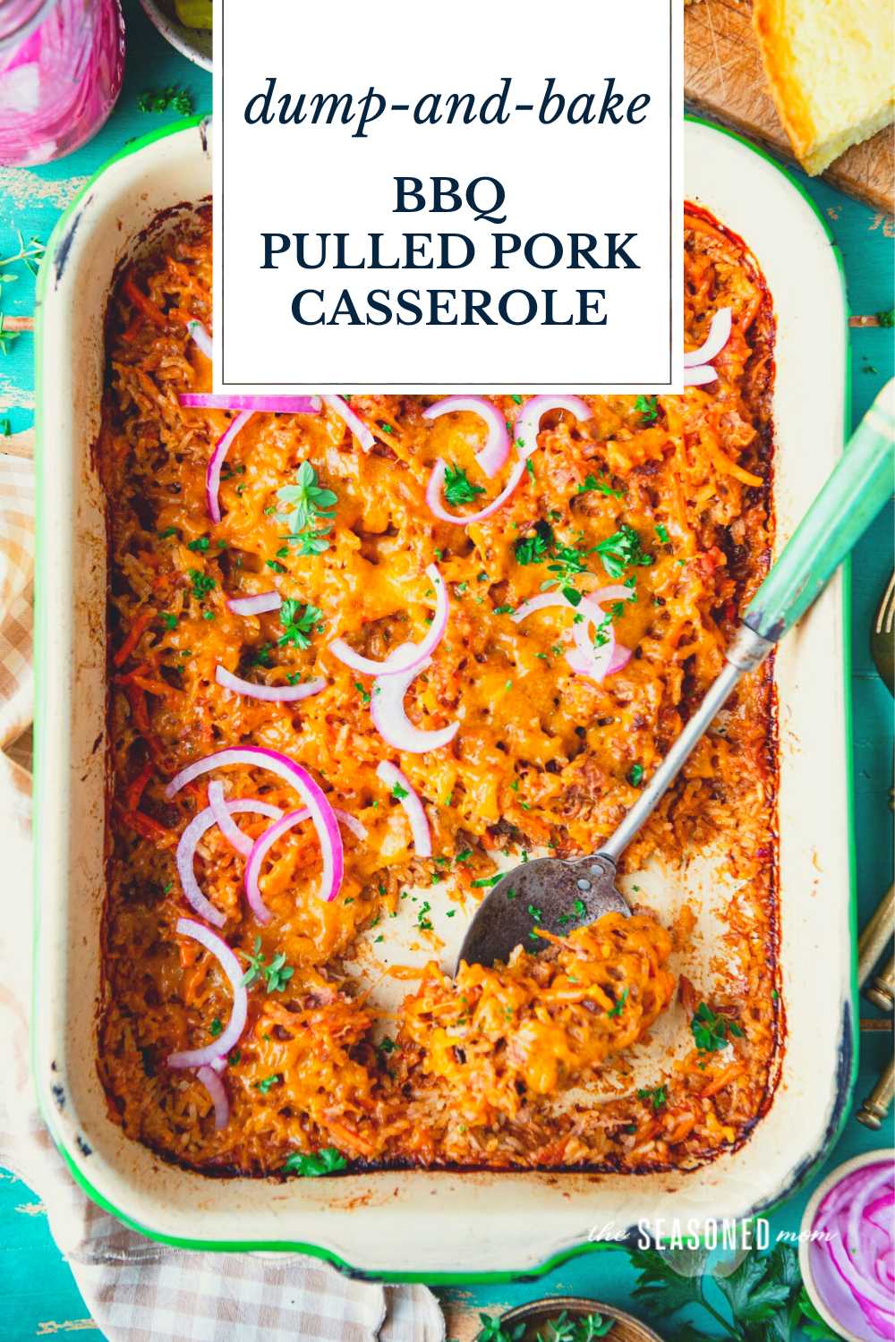 Dump-and-Bake BBQ Pulled Pork Casserole - The Seasoned Mom