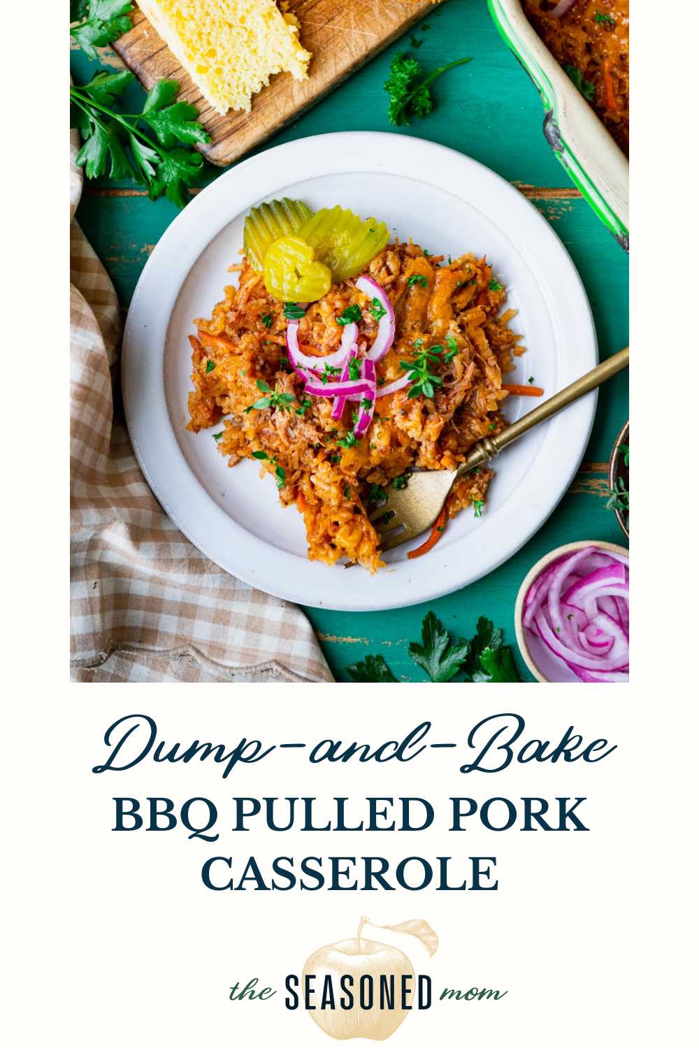 Dump-and-Bake BBQ Pulled Pork Casserole - The Seasoned Mom