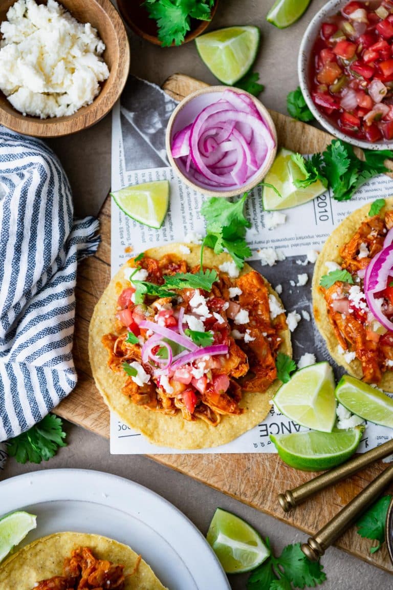 Tostadas de Tinga {Chicken Tostadas} - The Seasoned Mom