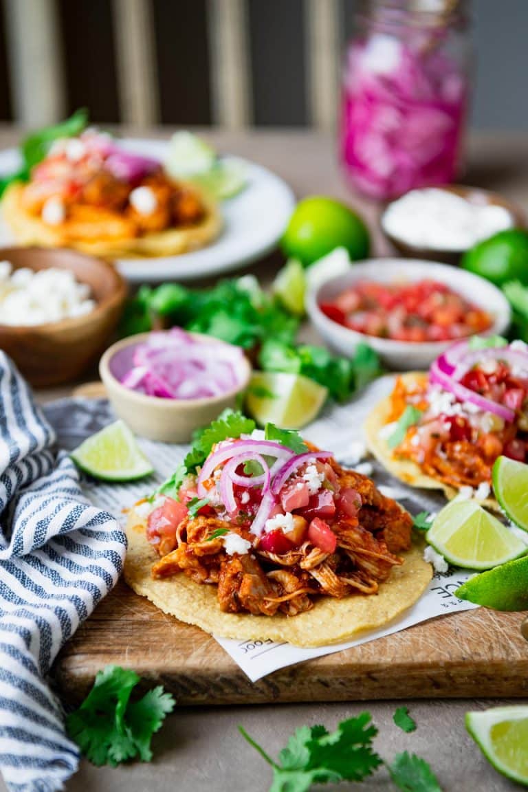 Tostadas de Tinga {Chicken Tostadas} - The Seasoned Mom