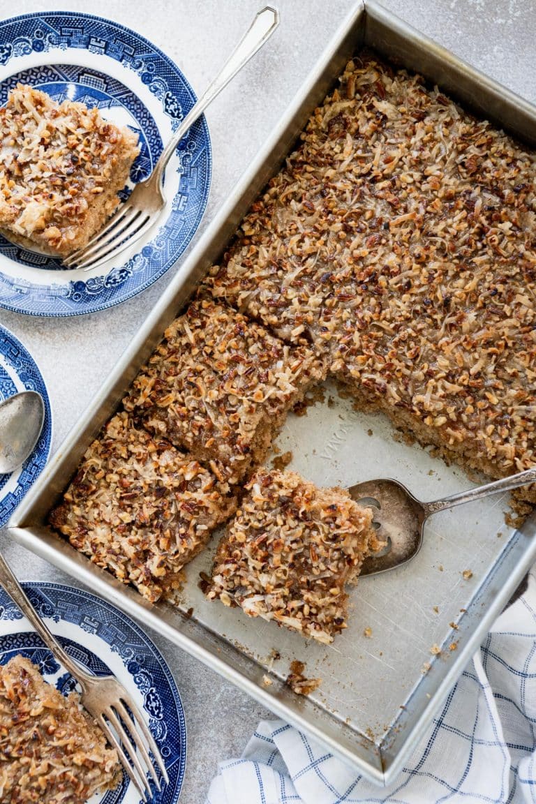 Oatmeal Cake with Coconut Pecan Frosting - The Seasoned Mom