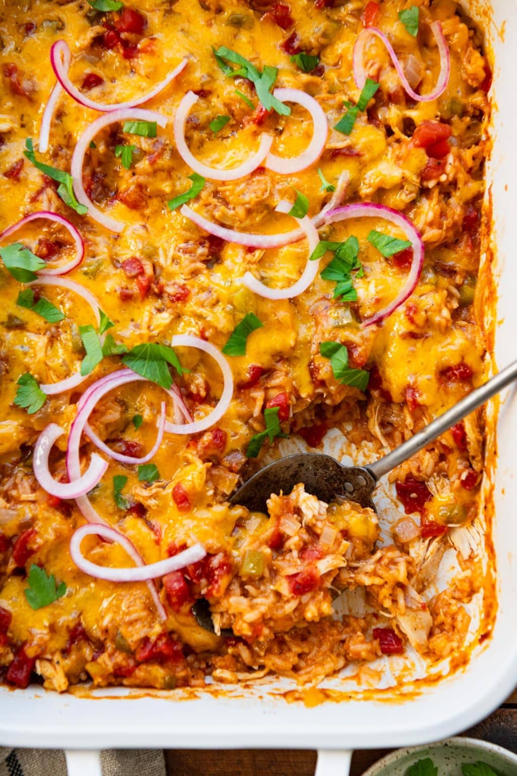 Dump-and-Bake Chicken Fajita Casserole - The Seasoned Mom