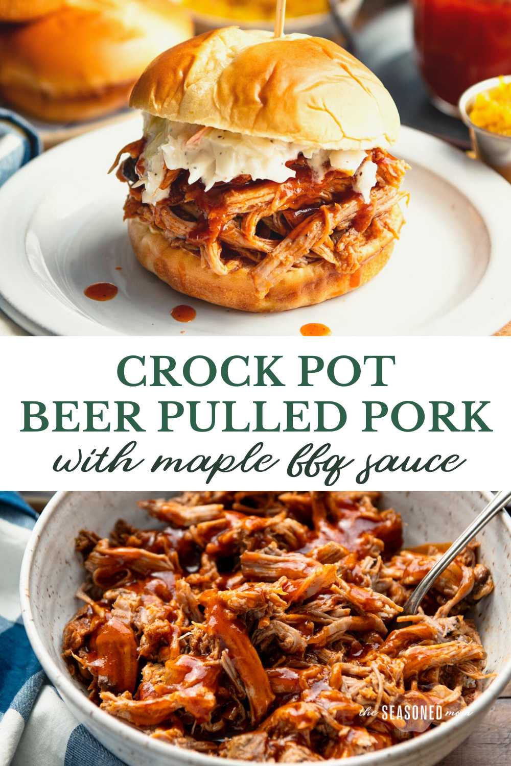 Crock Pot Beer Pulled Pork with Maple BBQ Sauce - The Seasoned Mom