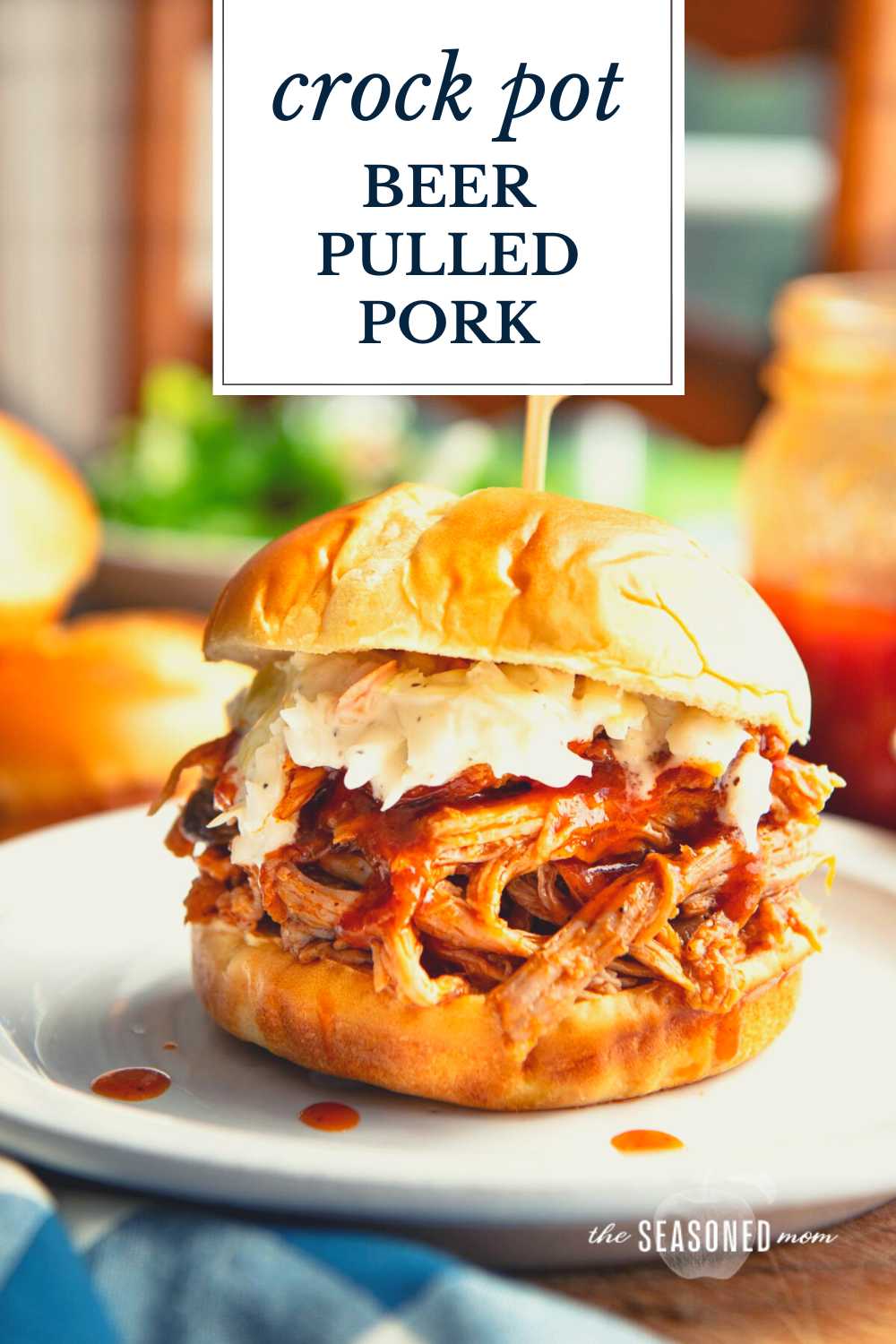 Crock Pot Beer Pulled Pork with Maple BBQ Sauce - The Seasoned Mom
