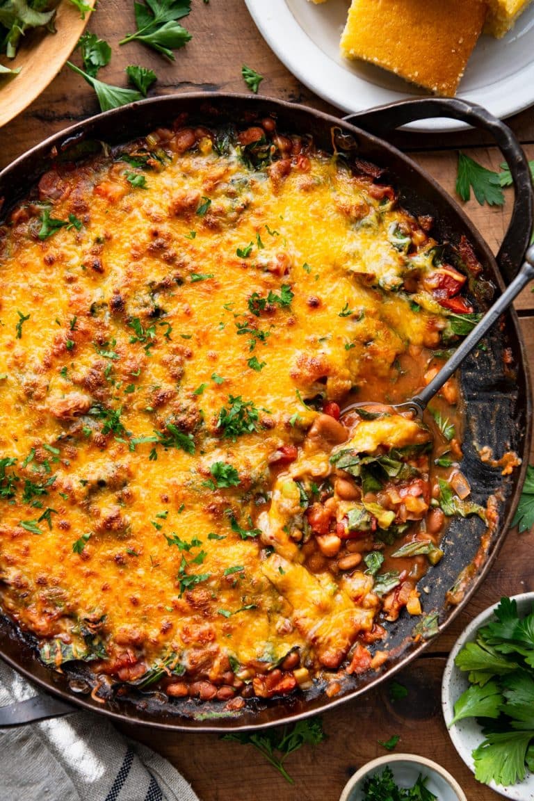 One-Pan Cheesy Southern Bean Casserole - The Seasoned Mom