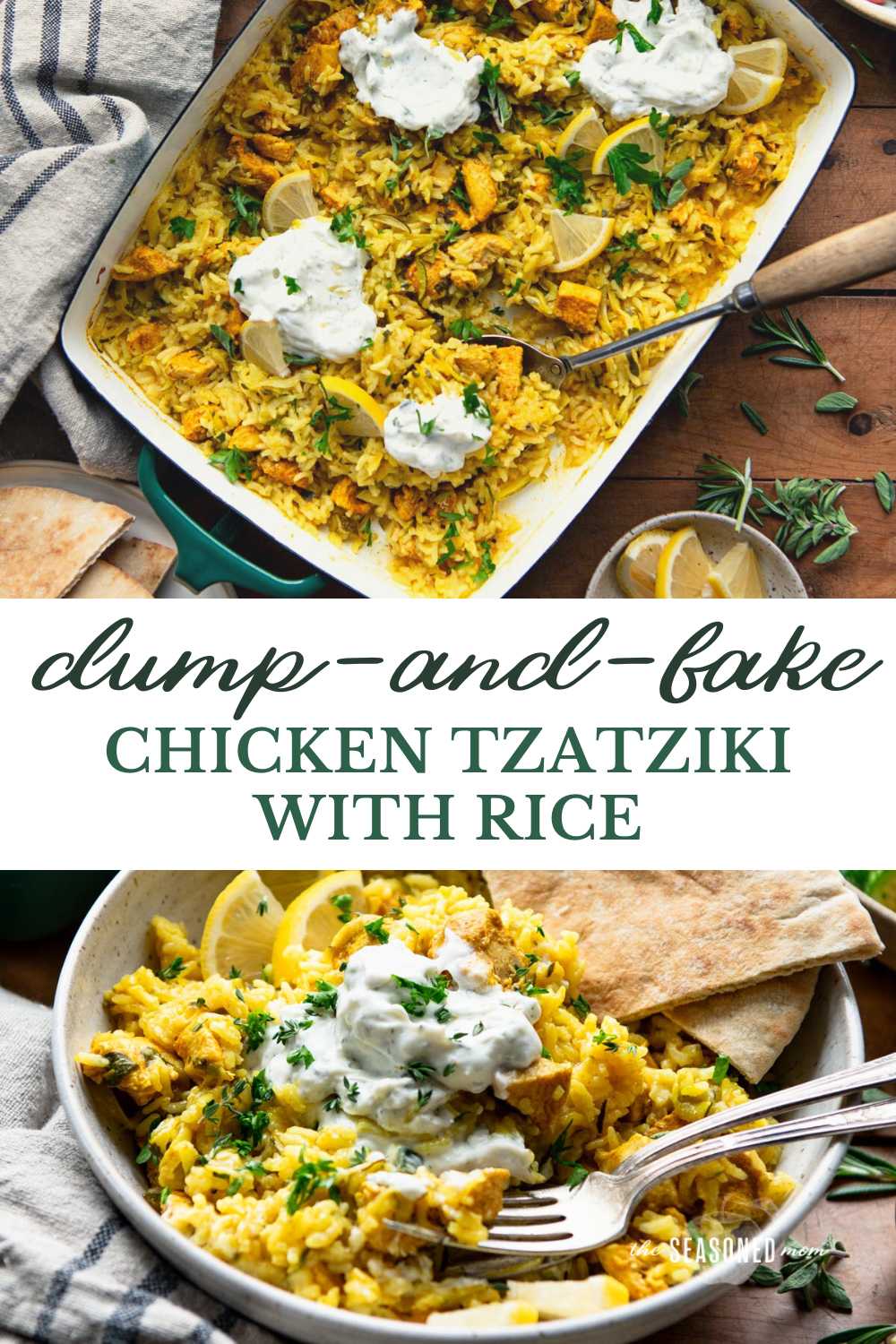 Dump-and-Bake Chicken Tzatziki with Rice - The Seasoned Mom