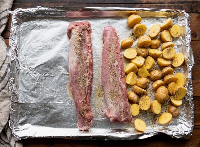 Sheet Pan Pork Tenderloin with Potatoes and Zucchini - The Seasoned Mom